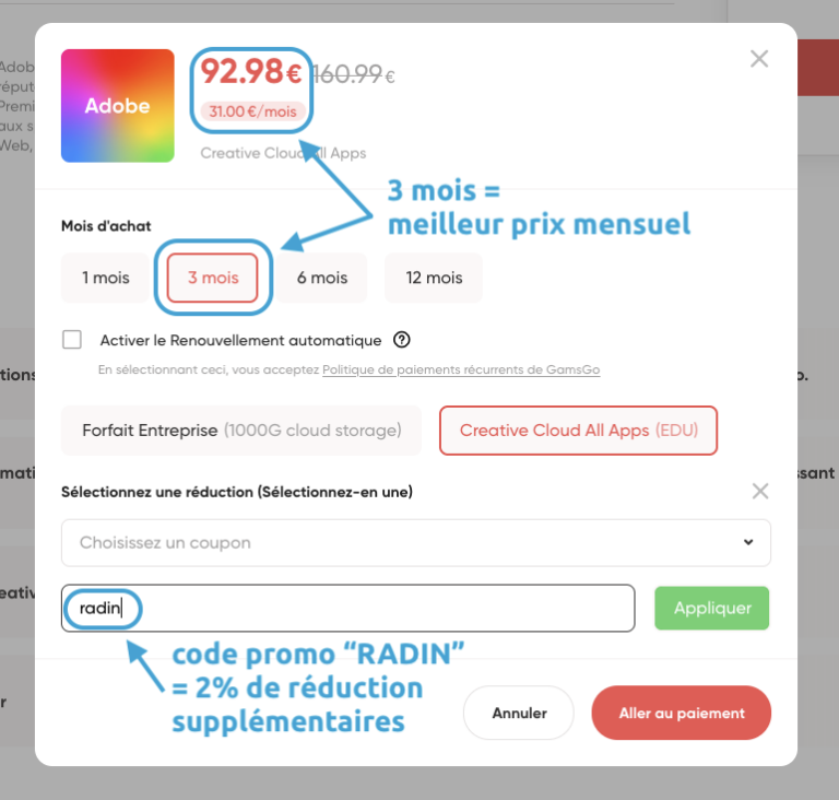 Adobe pas cher : 35,38€/mois avec cette astuce (sans VPN) · Radin Malin