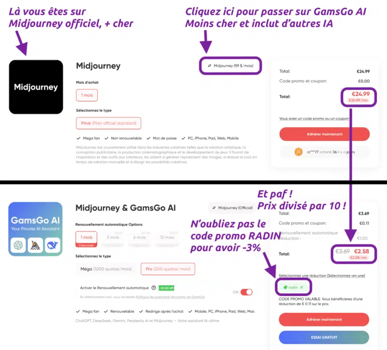 Comment avoir un abonnement Midjourney gratuit (ou premium à 2,58€/mois ...